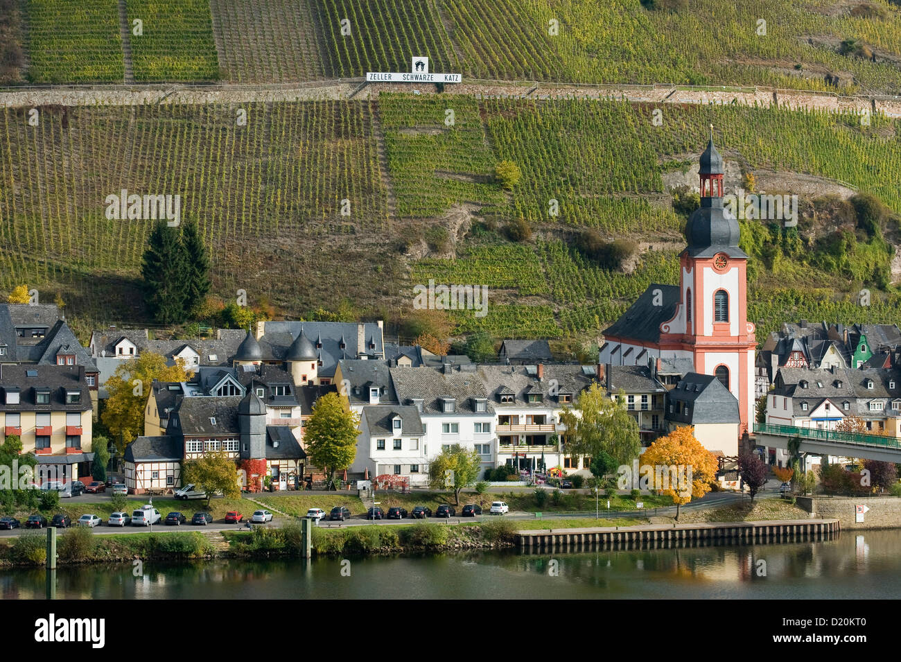 Zell with vineyard Schwarzer Katz, Zell, Rhineland-Palatinate, Germany ...
