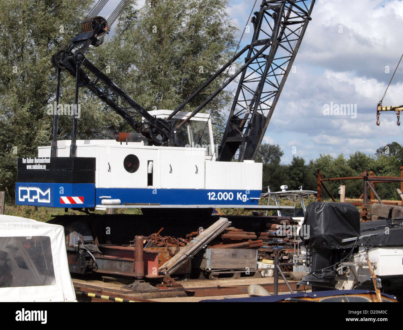 A PPM crane being removed from its tracks for maintenance or relocation ...