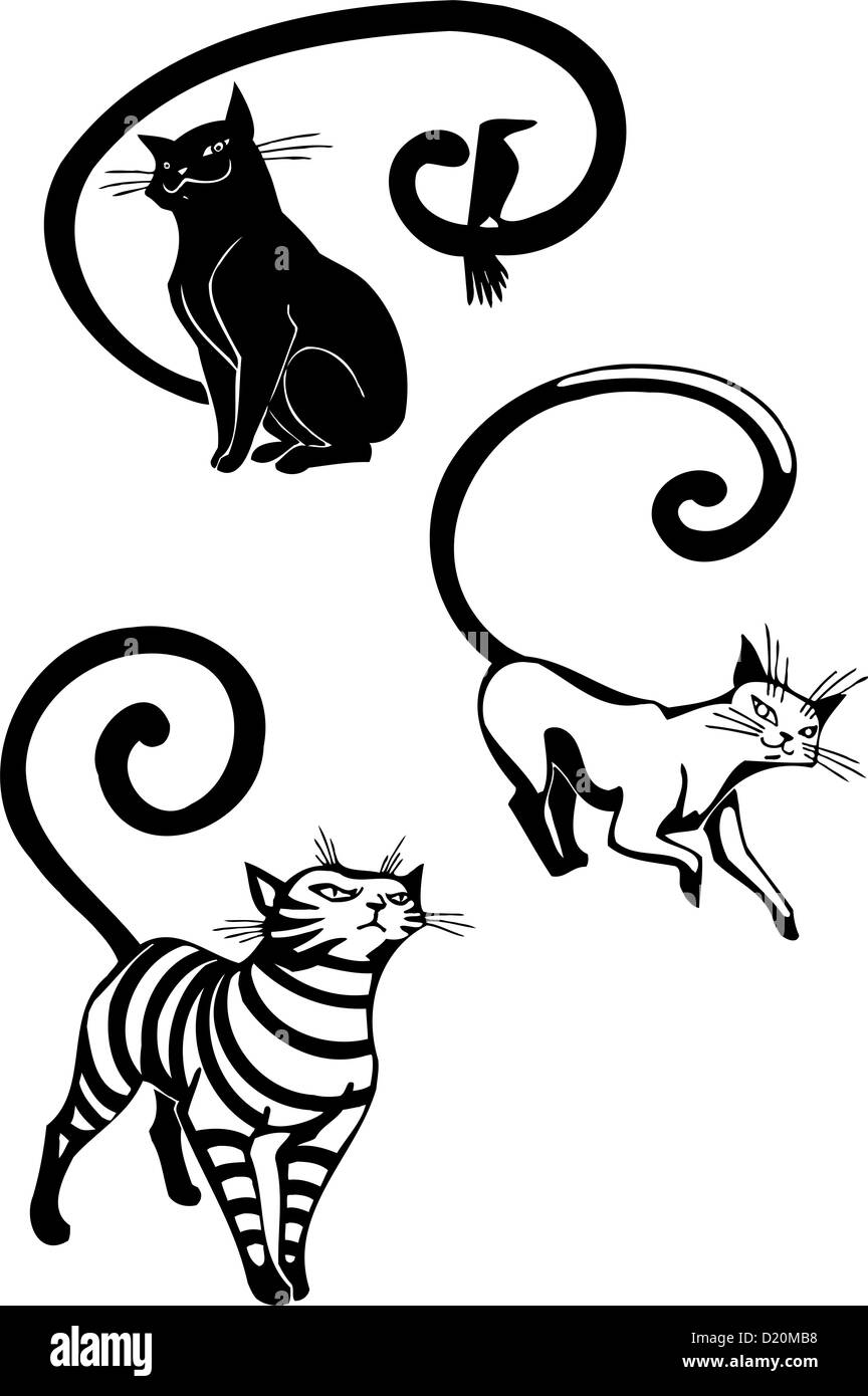 Stylized Cats - elegance and graceful cats Stock Photo - Alamy