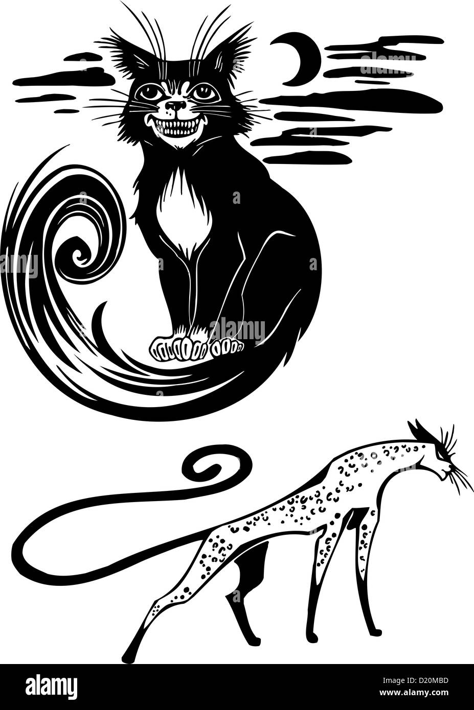 Stylized Cats - elegance and graceful cats Stock Photo - Alamy