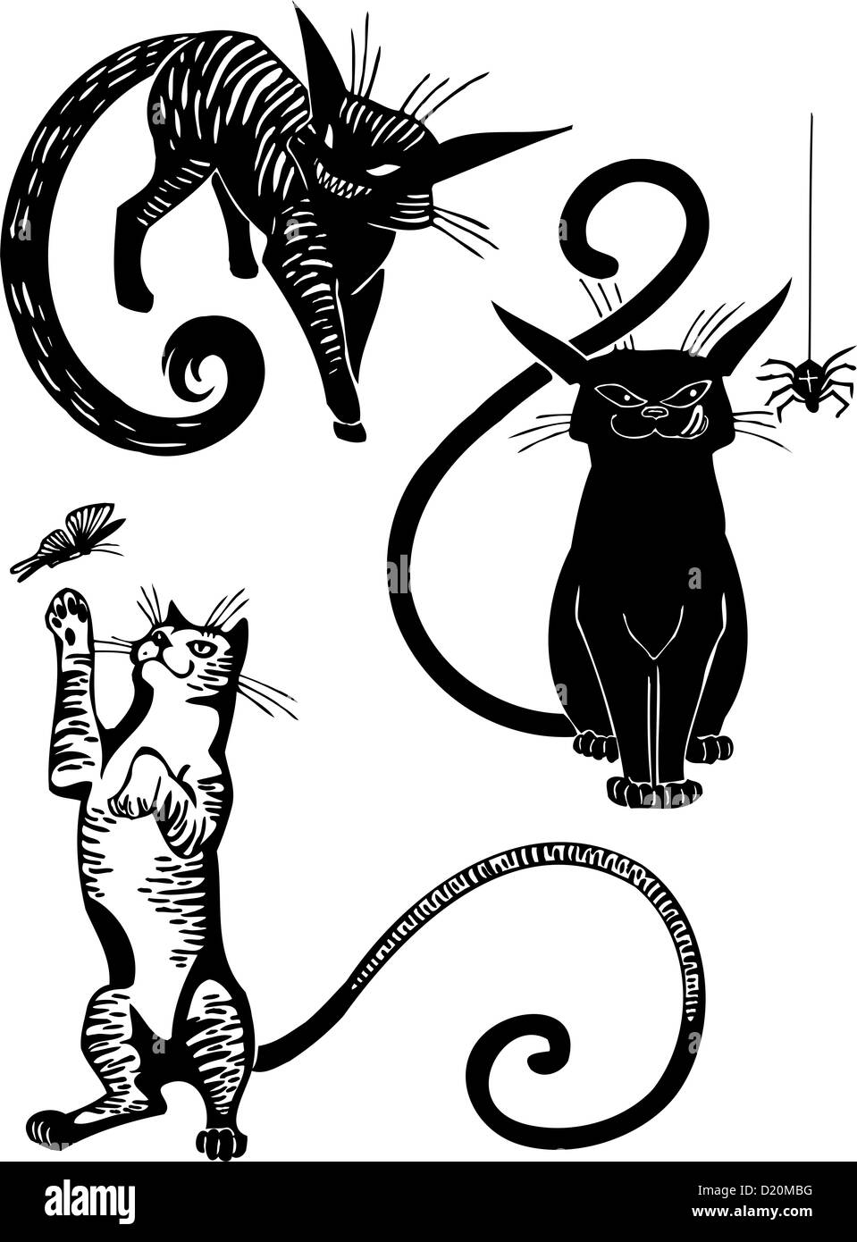 Stylized Cats - elegance and graceful cats Stock Photo - Alamy