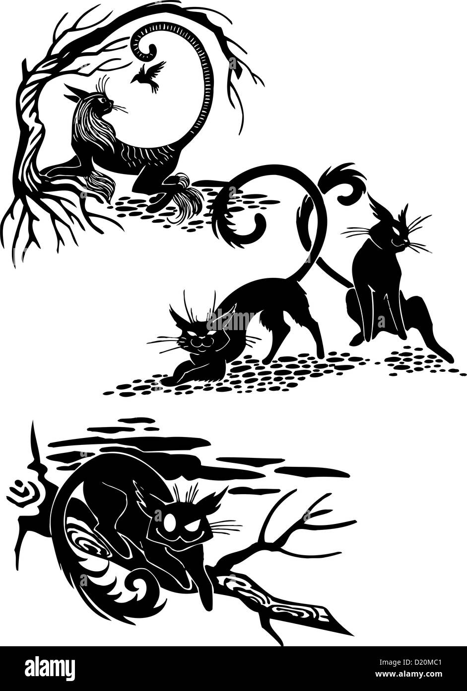 Stylized Cats - elegance and graceful cats Stock Photo - Alamy