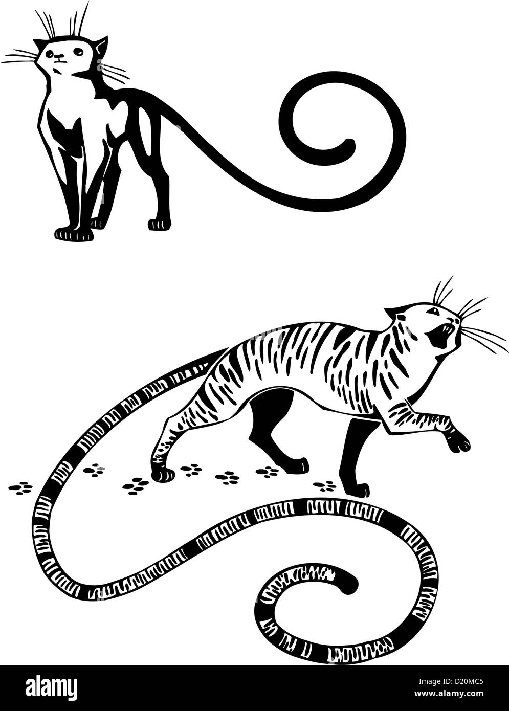 Stylized Cats - elegance and graceful cats Stock Photo - Alamy