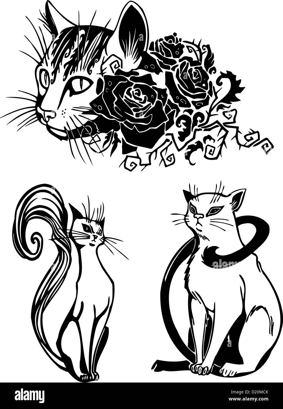 Stylized Cats - elegance and graceful cats Stock Photo - Alamy