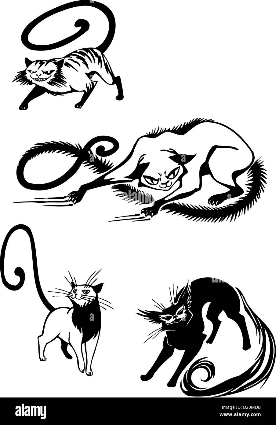 Stylized Cats - elegance and graceful cats Stock Photo - Alamy