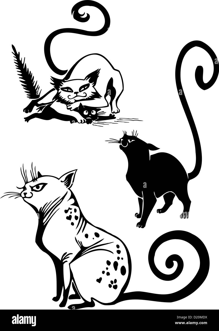 Stylized Cats - elegance and graceful cats Stock Photo - Alamy
