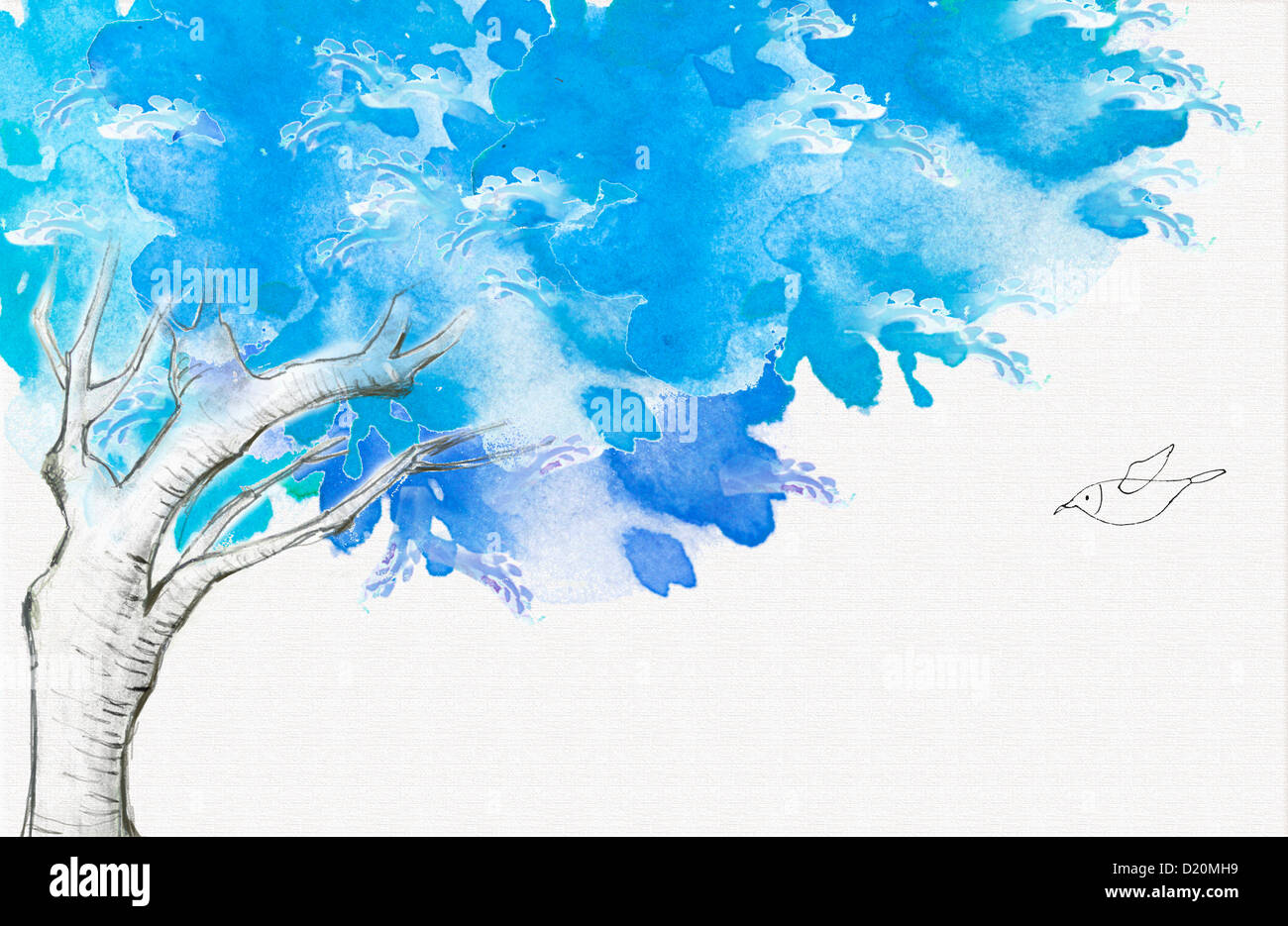 illustration of a blue tree Stock Photo - Alamy