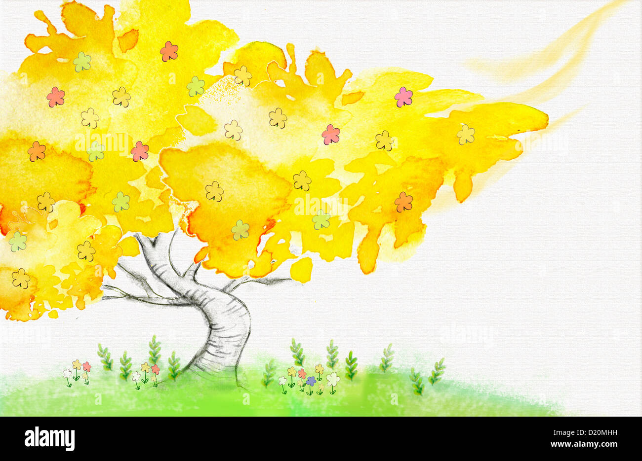 illustration of a yellow tree Stock Photo - Alamy