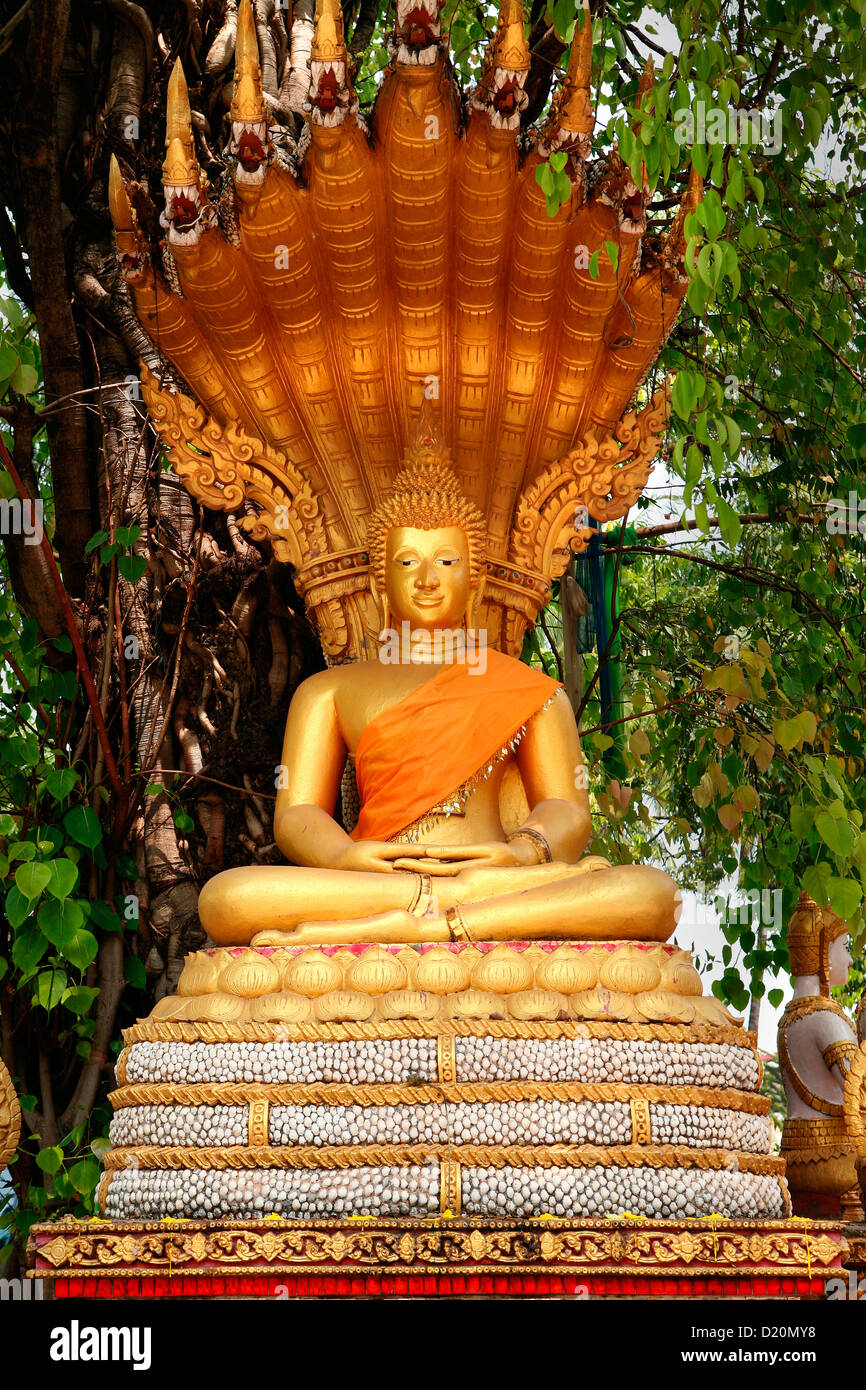 Buddhist statue at Wat Si Muang, Vientiane, Laos, Indochina Stock Photo ...