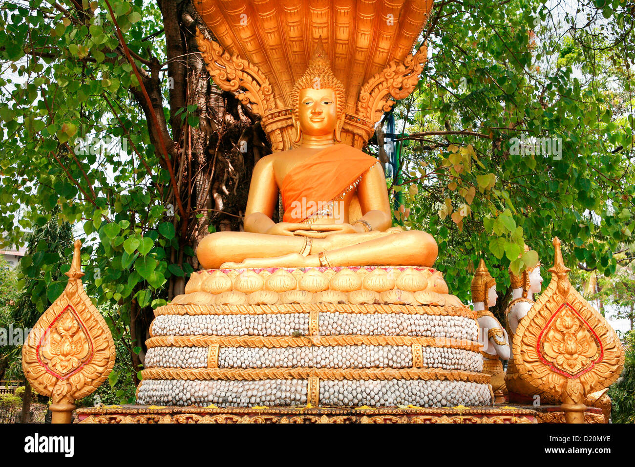 Buddhist statue at Wat Si Muang, Vientiane, Laos, Indochina Stock Photo ...