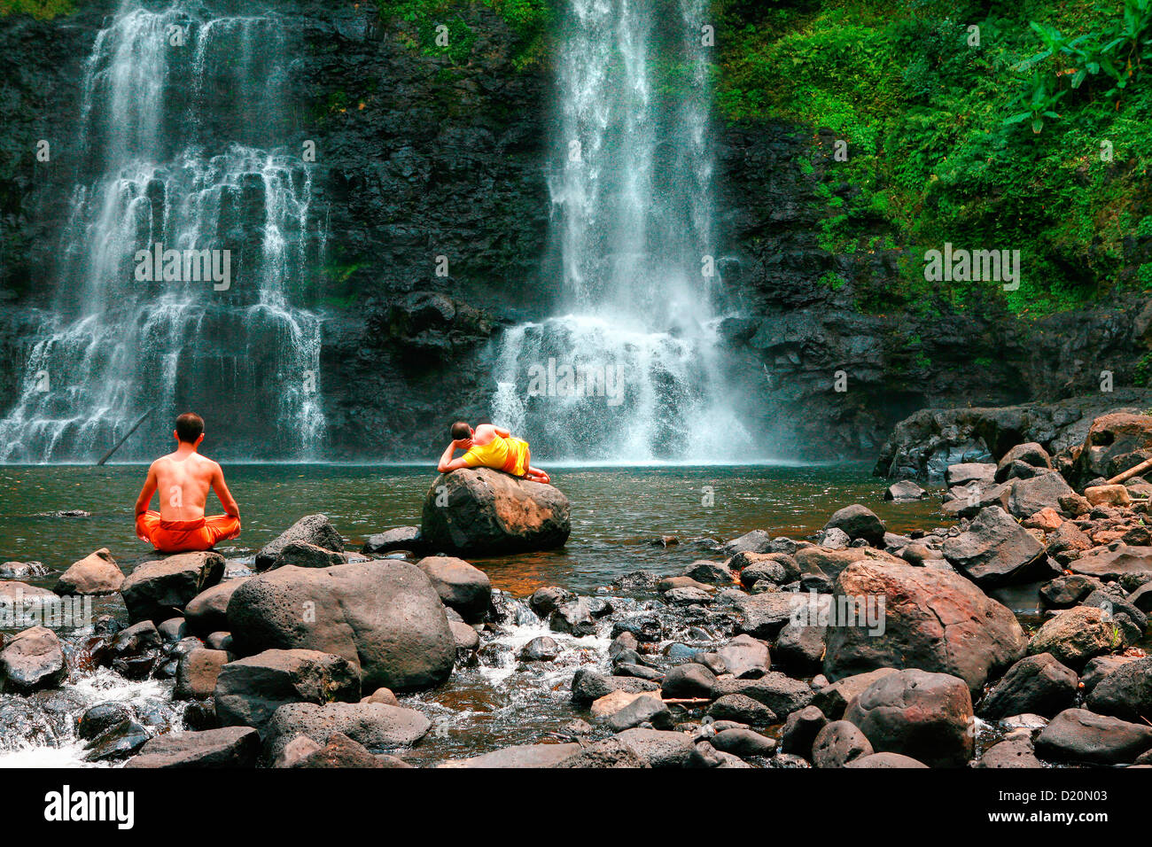 Buddhist monks tat yeung waterfall hi-res stock photography and images ...