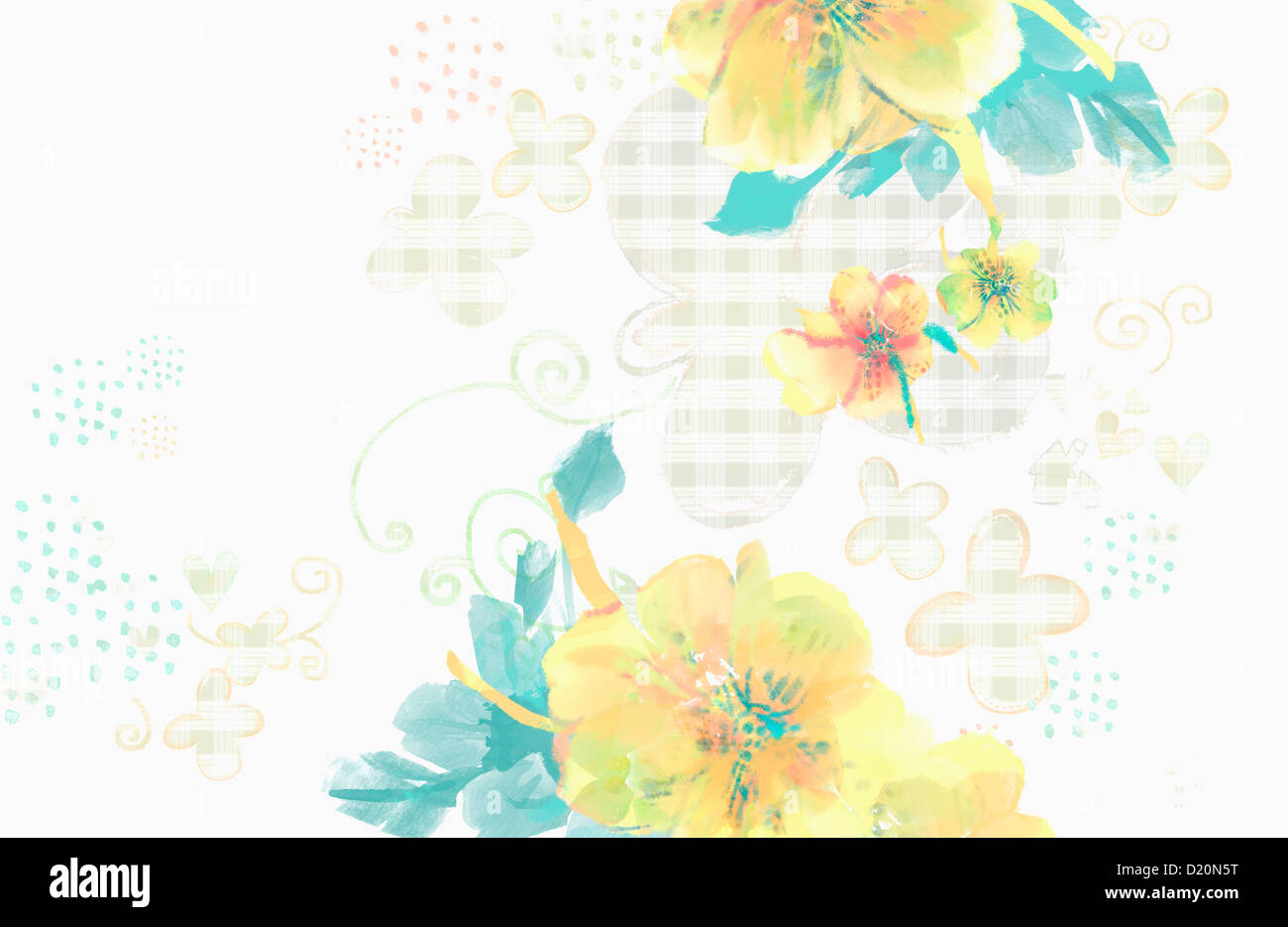 illustration drawing of yellow flowers Stock Photo - Alamy