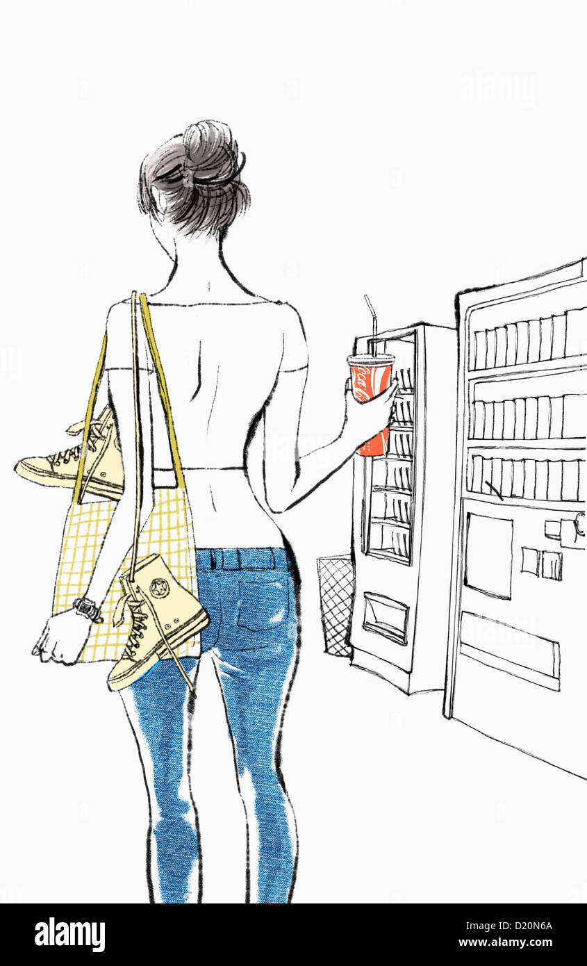 fashion illustration of a woman's back Stock Photo - Alamy
