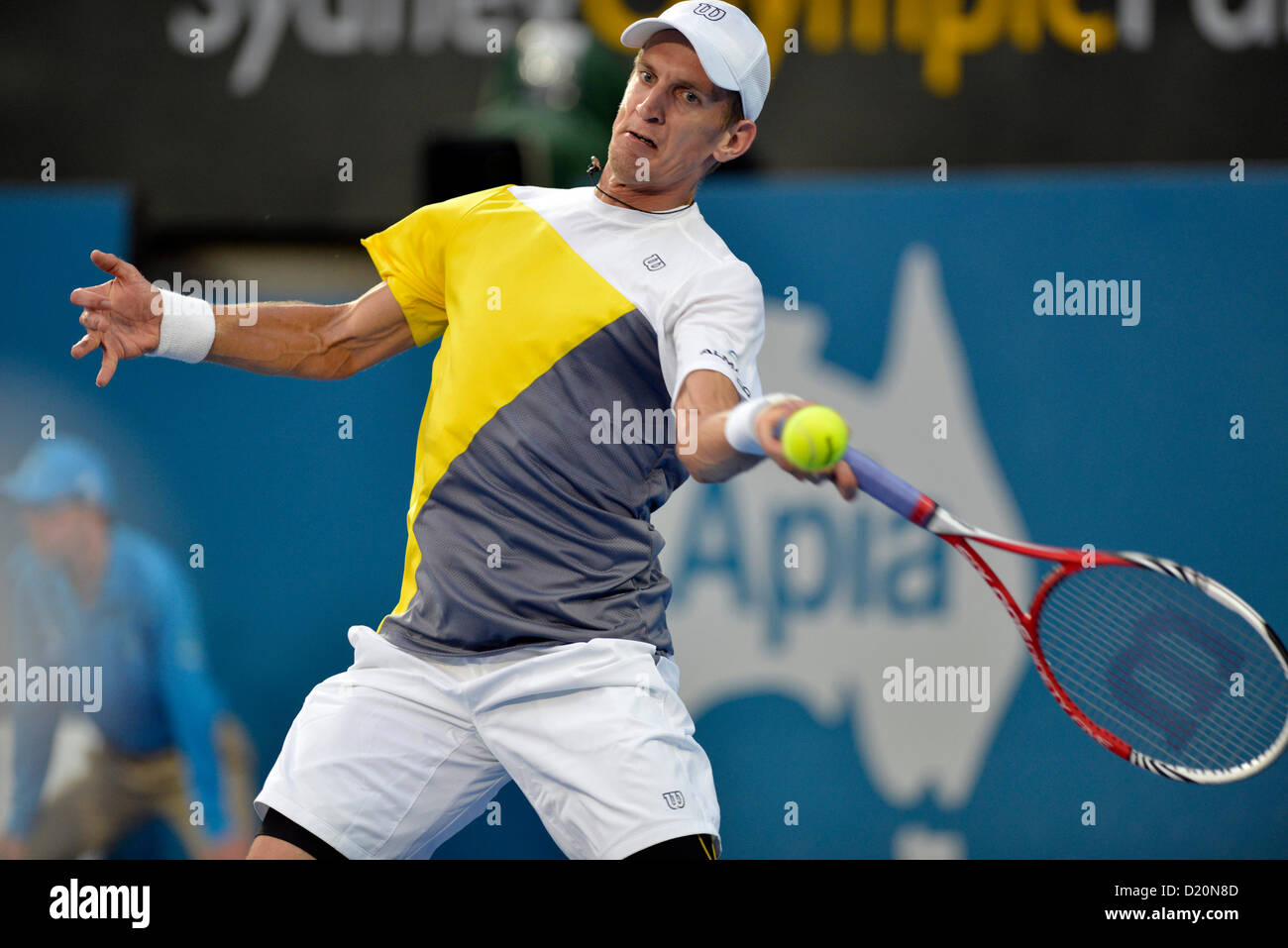 10.01.2013 Sydney, Australia. Jarkko Nieminen (FIN) in action against ...