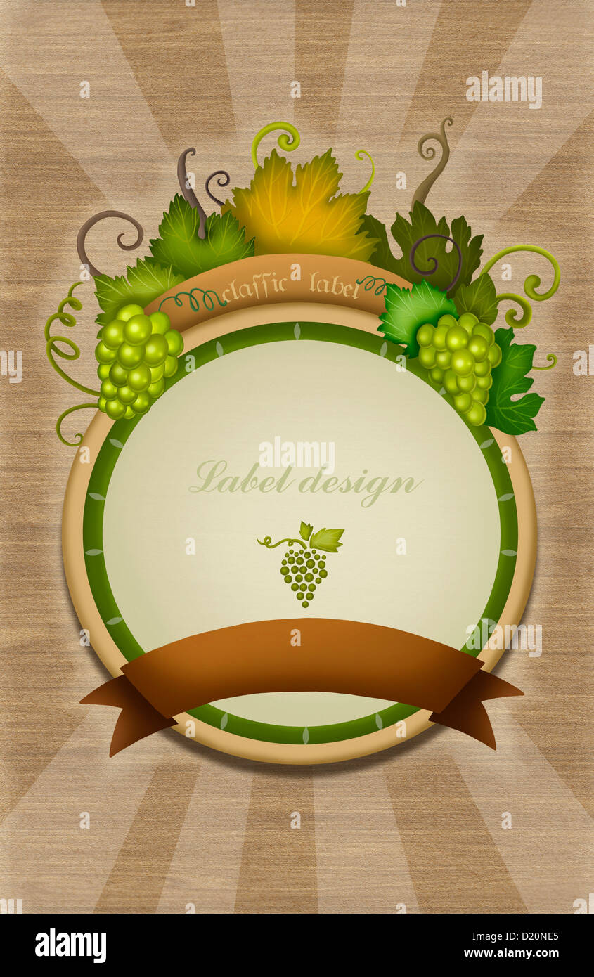 label design of green grape vine Stock Photo - Alamy
