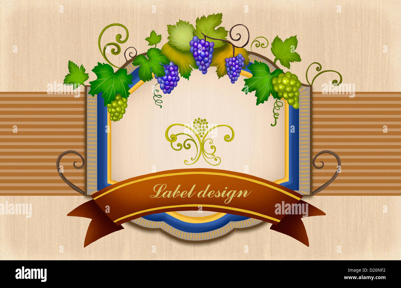 label design of green and purple grape vine Stock Photo - Alamy
