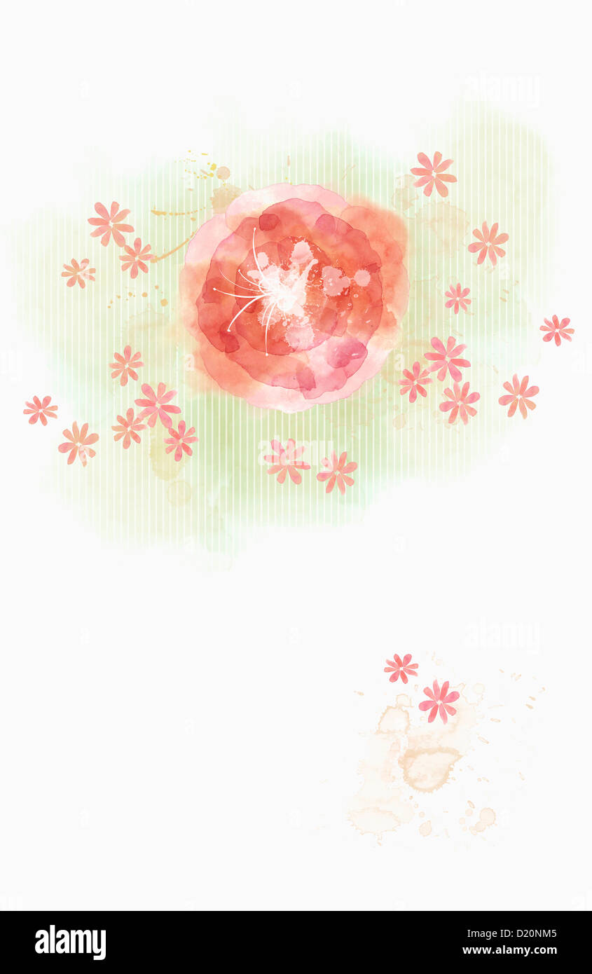 illustration of a big flower with small flowers around Stock Photo - Alamy
