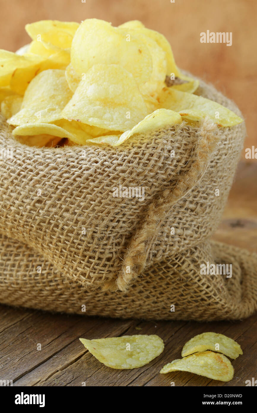 natural organic potato chips in a linen bag Stock Photo - Alamy