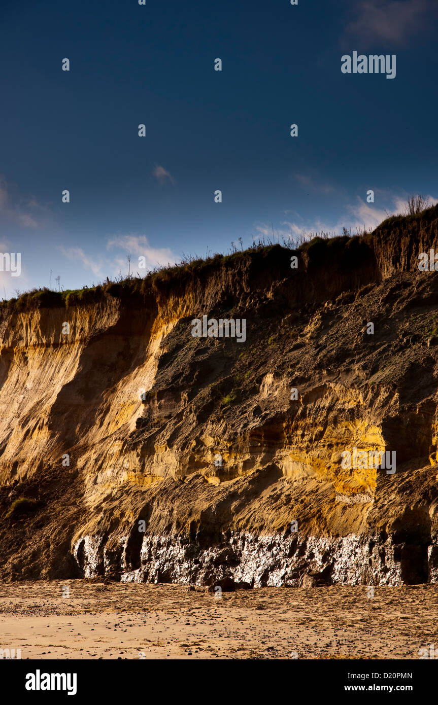 Unstable coastal Cliffs suffering from coastal erosion showing ...