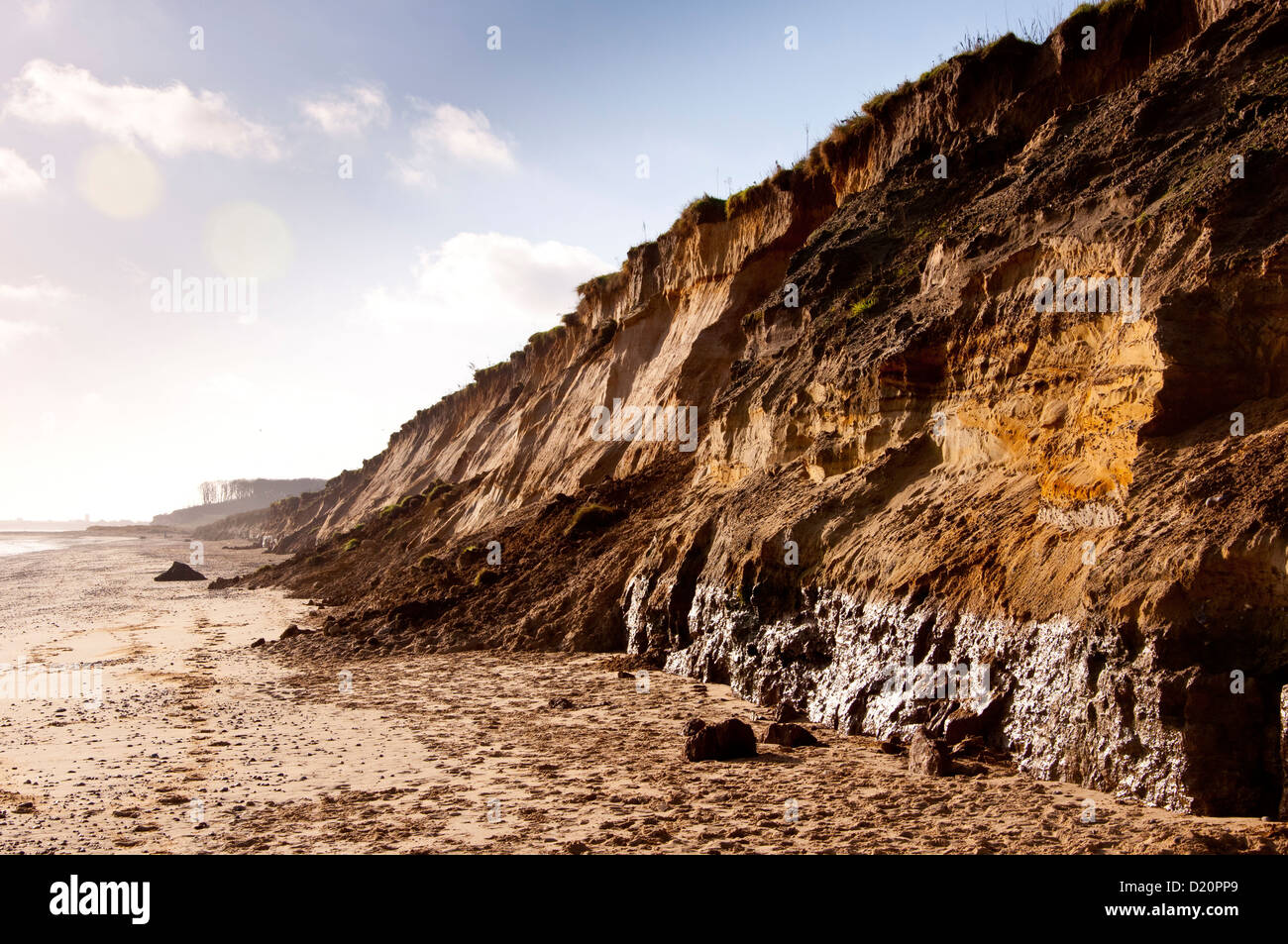 Unstable coastal Cliffs suffering from coastal erosion showing ...