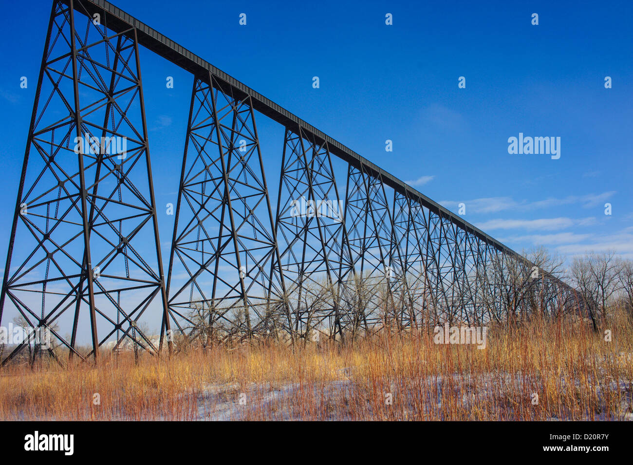Lethbridge High Level Rail bridge crossing the Old Man River Stock ...
