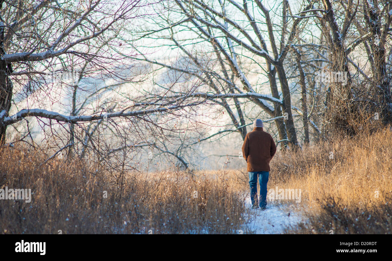 Man walking down trail in coulees Lethbridge Alberta Stock Photo - Alamy