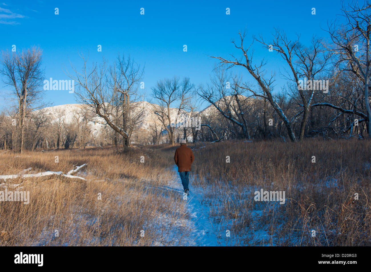 Man walking down trail in coulees Lethbridge Alberta Stock Photo - Alamy