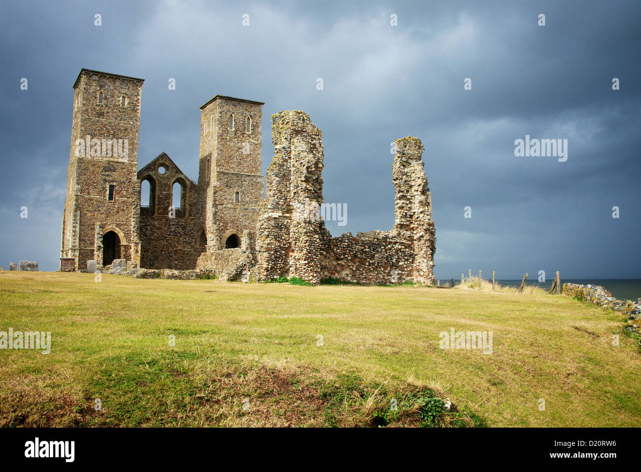 Reculver Towers Roman Fort Kent English Heritage UK Stock Photo - Alamy