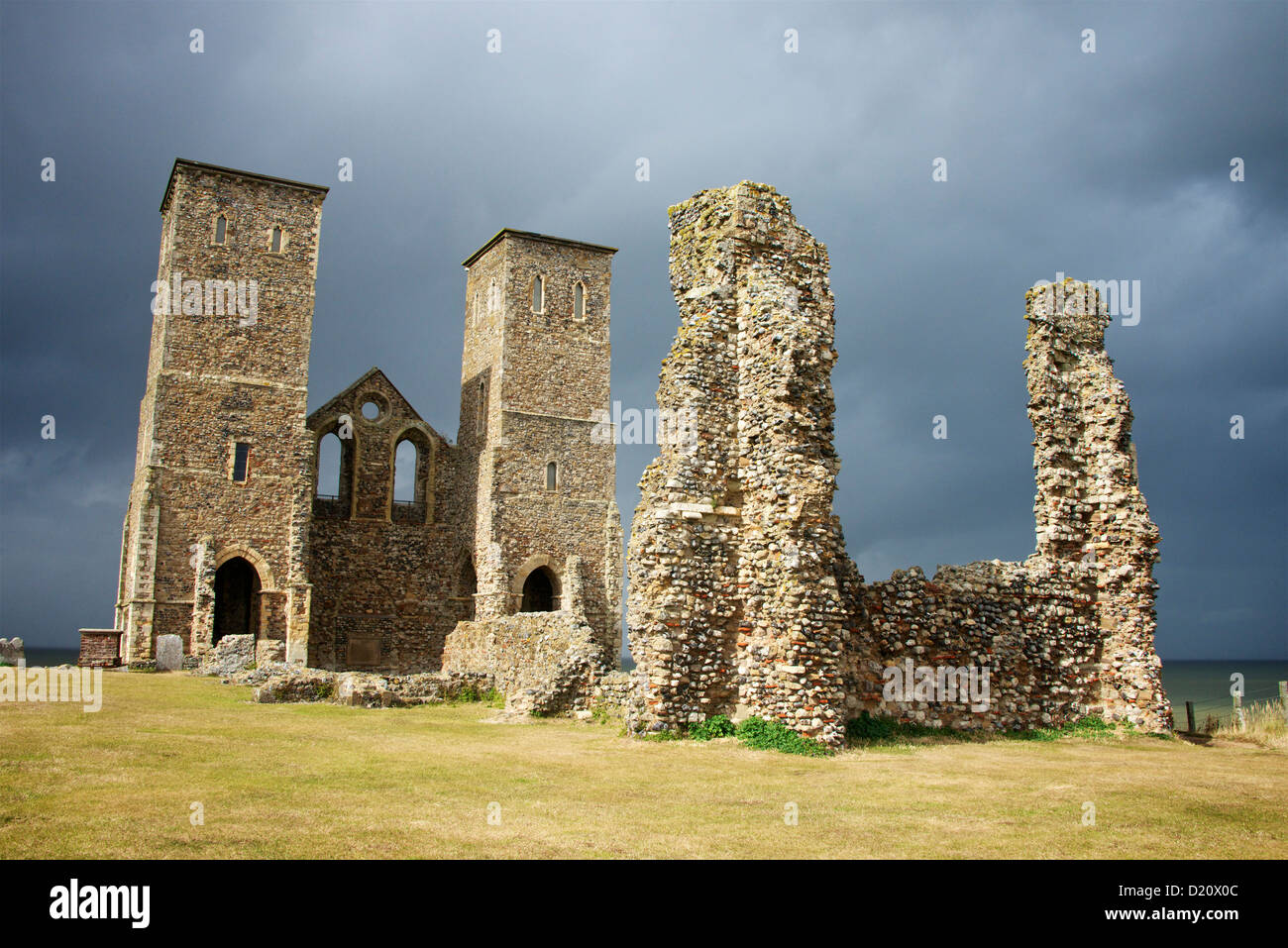 Reculver Towers Roman Fort Kent English Heritage UK Stock Photo - Alamy