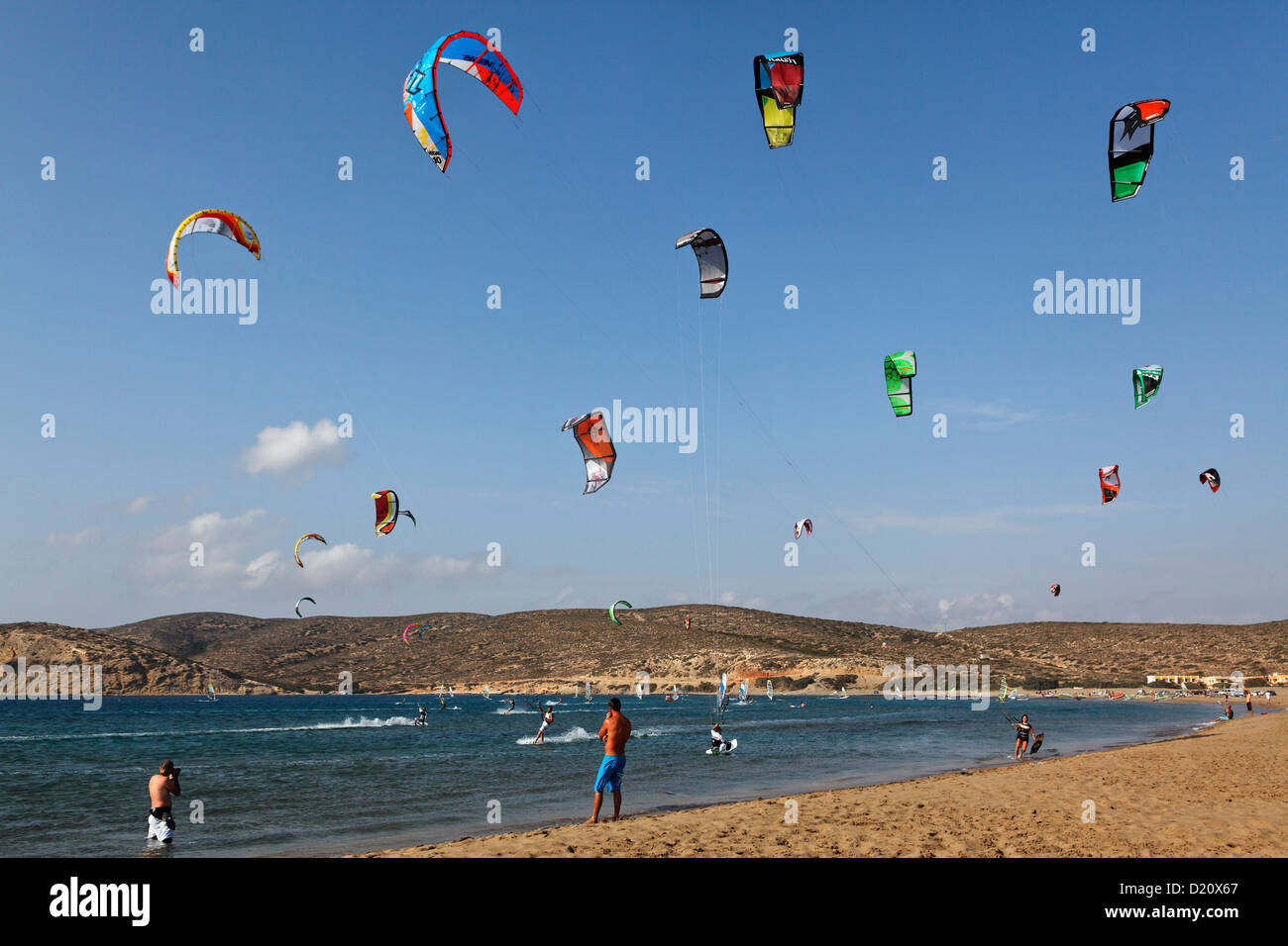 Kite surfing at Prasonisi beach, Prasonisi peninsula, Rhodes ...