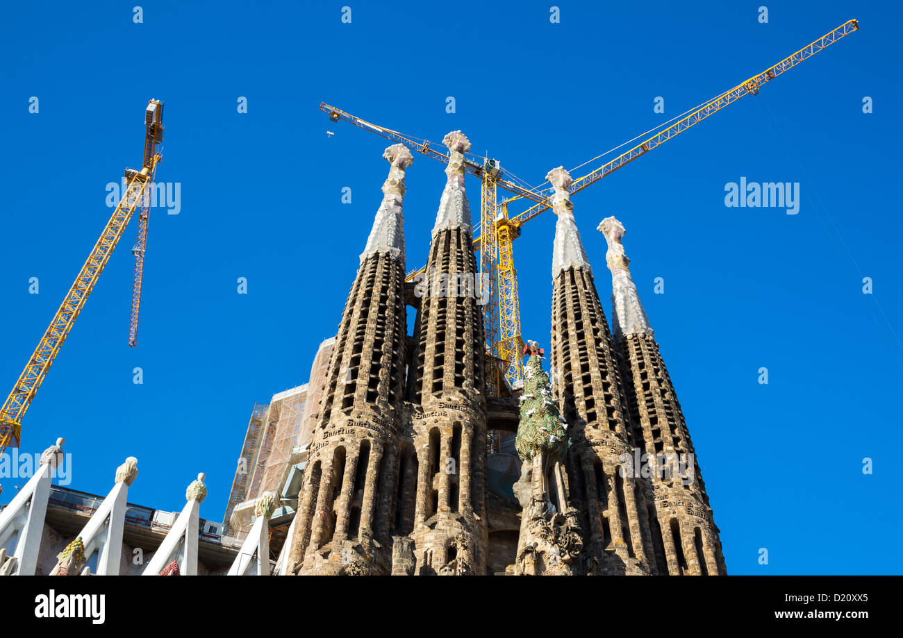 Spain, Barcelona, La Sagrada Familia designed by architect Antoni Gaudì ...