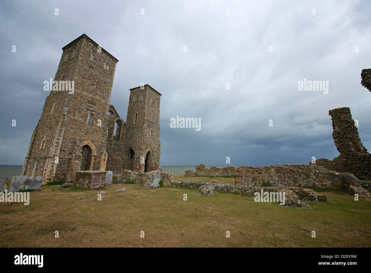 Reculver Towers Roman Fort Kent English Heritage UK Stock Photo - Alamy