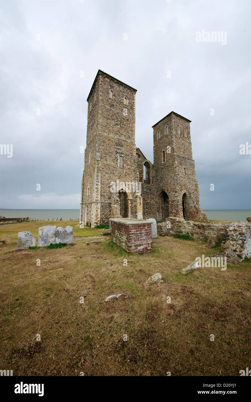 Reculver Towers Roman Fort Kent English Heritage UK Stock Photo - Alamy