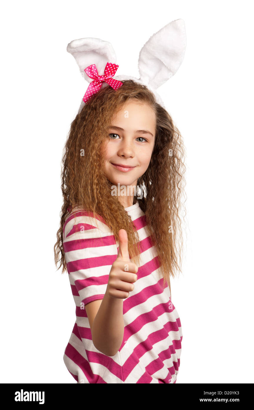 Girl with bunny ears Stock Photo - Alamy