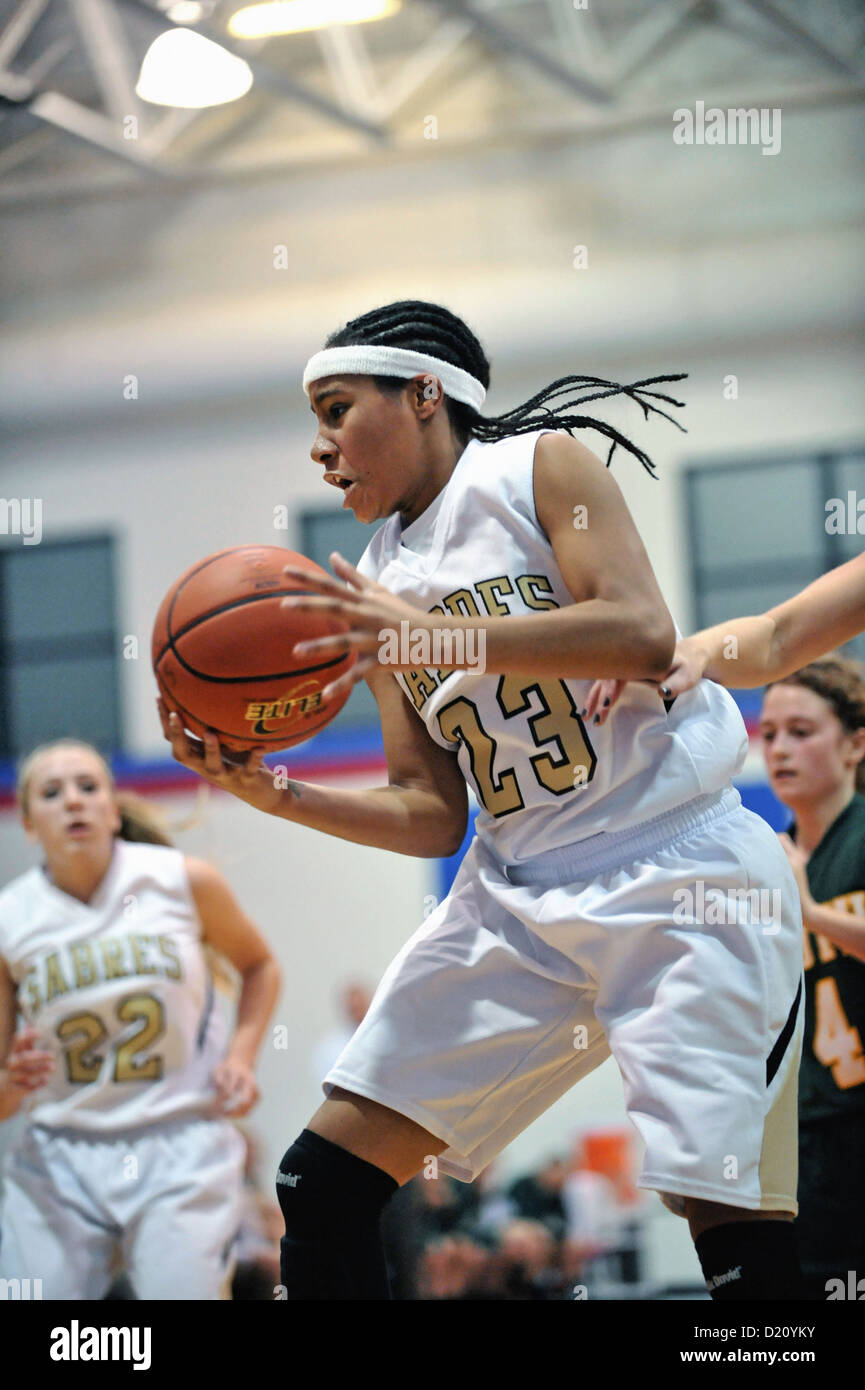 Player strives to control an offensive rebound before putting up put ...