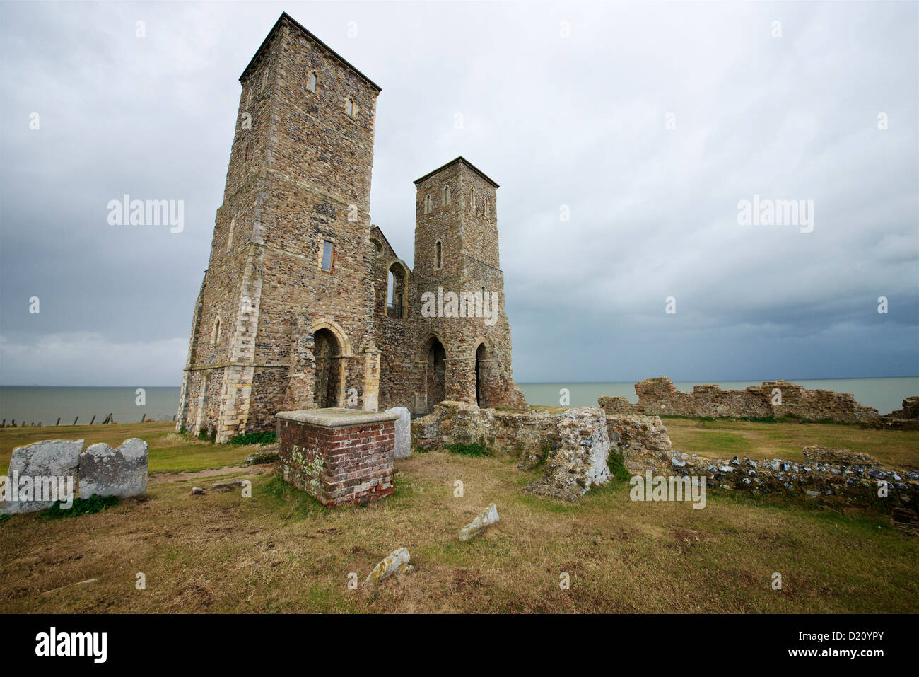 Reculver Towers Roman Fort Kent English Heritage UK Stock Photo - Alamy