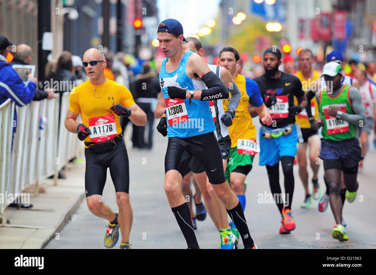 USA Illinois Chicago 2012 35th Chicago Marathon cluster of runners just ...