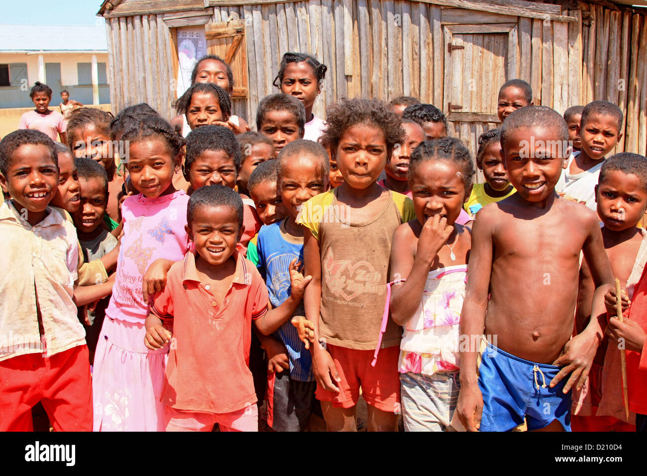 Malagasy children from a village in the Ifotaka Community Forest area ...