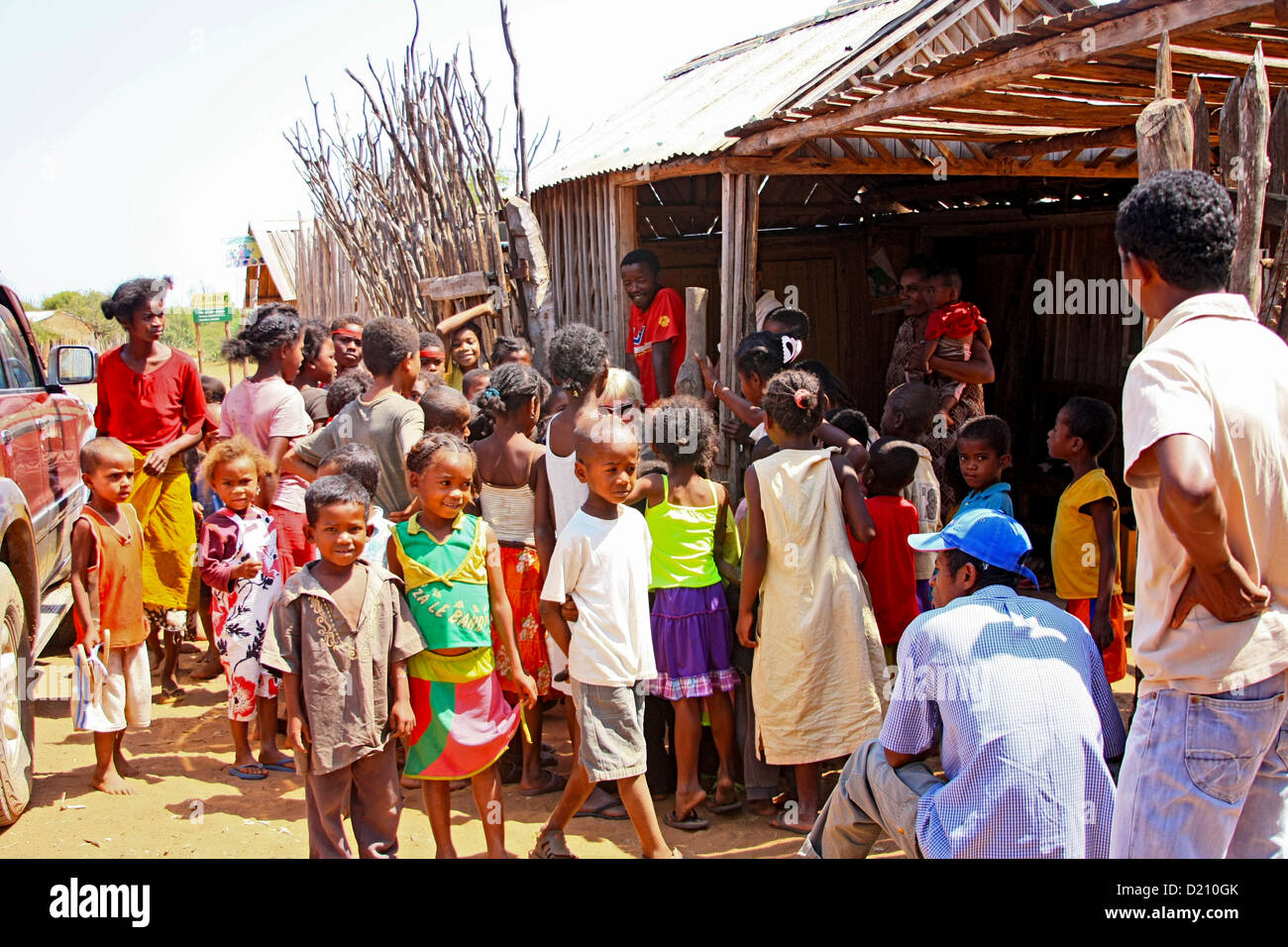 Malagasy children from a village in the Ifotaka Community Forest area ...