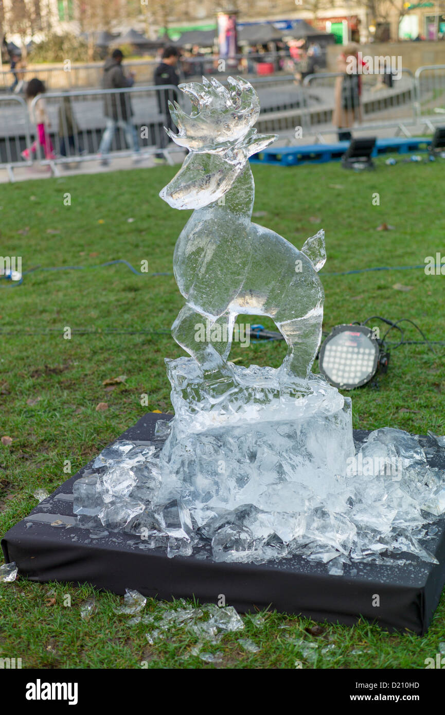 Ice carving of a Reindeer Stock Photo - Alamy