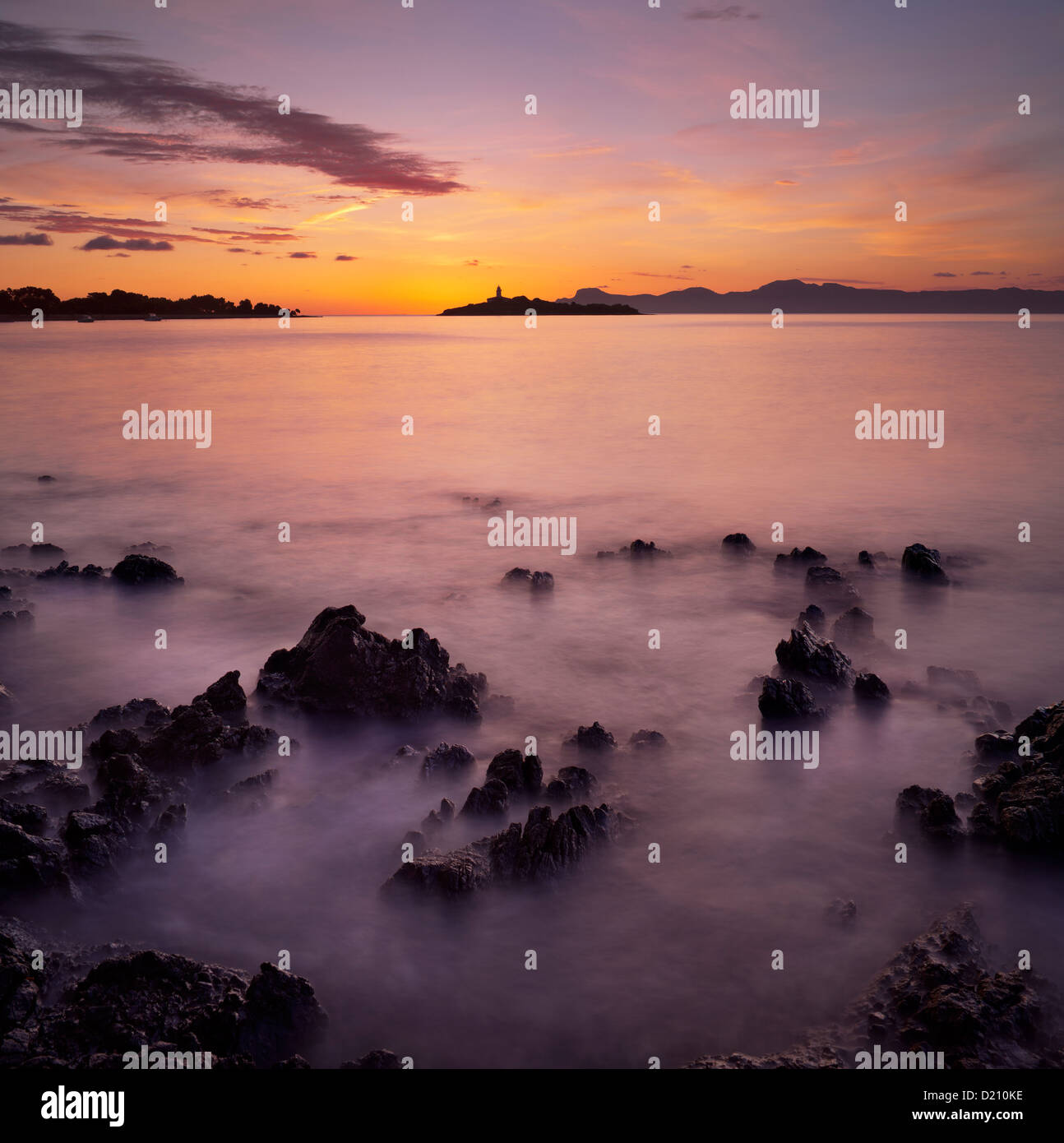 Alcanada lighthouse, Illa d Alcanada, Alcanada, Majorca, Spain Stock ...