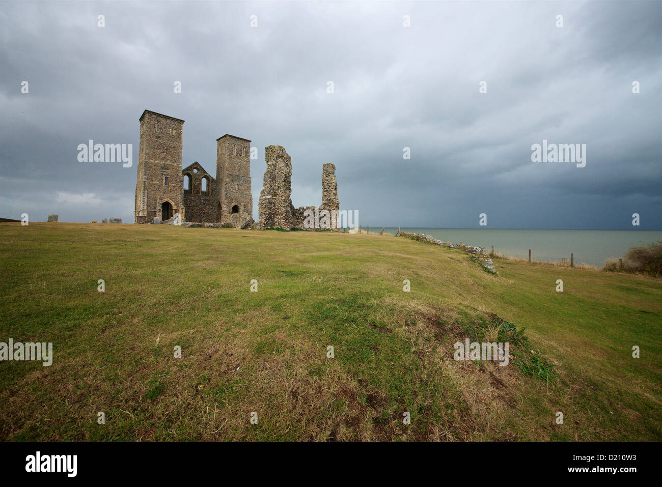 Reculver Towers Roman Fort Kent English Heritage UK Stock Photo - Alamy