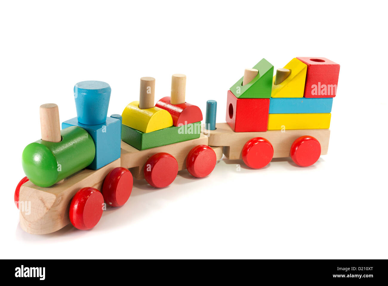 toy train made from wood with colorful blocks Stock Photo - Alamy