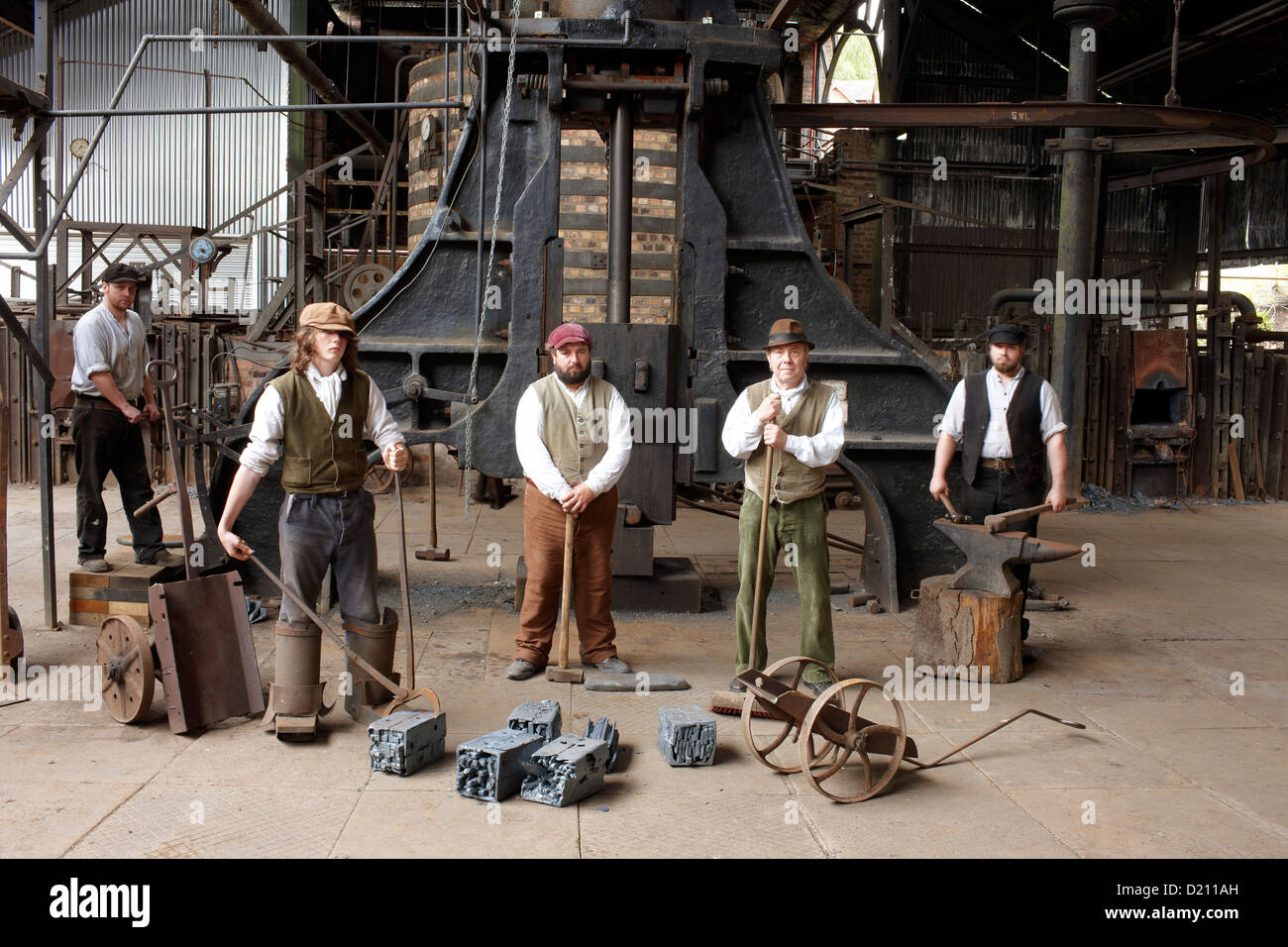 Actors in ironworks at The Iron Gorge Museums, Blists Hill Victorian ...