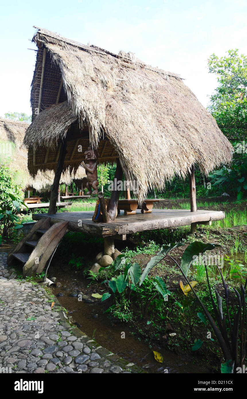 Traditional architecture Sundanese Gazebo bamboo,with paddy fields The ...