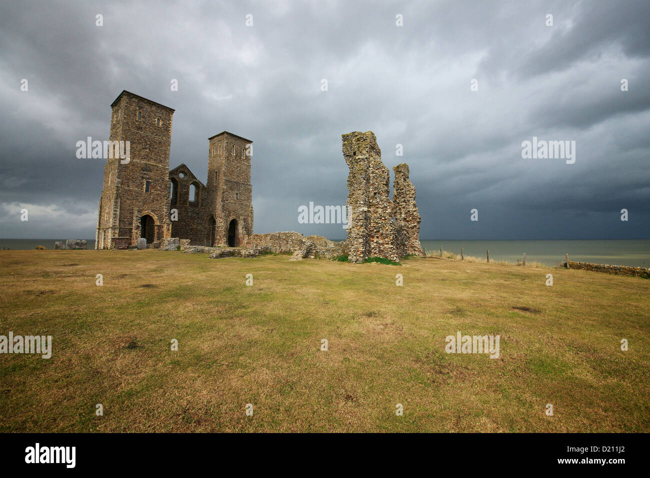 Reculver Towers Roman Fort Kent English Heritage UK Stock Photo - Alamy