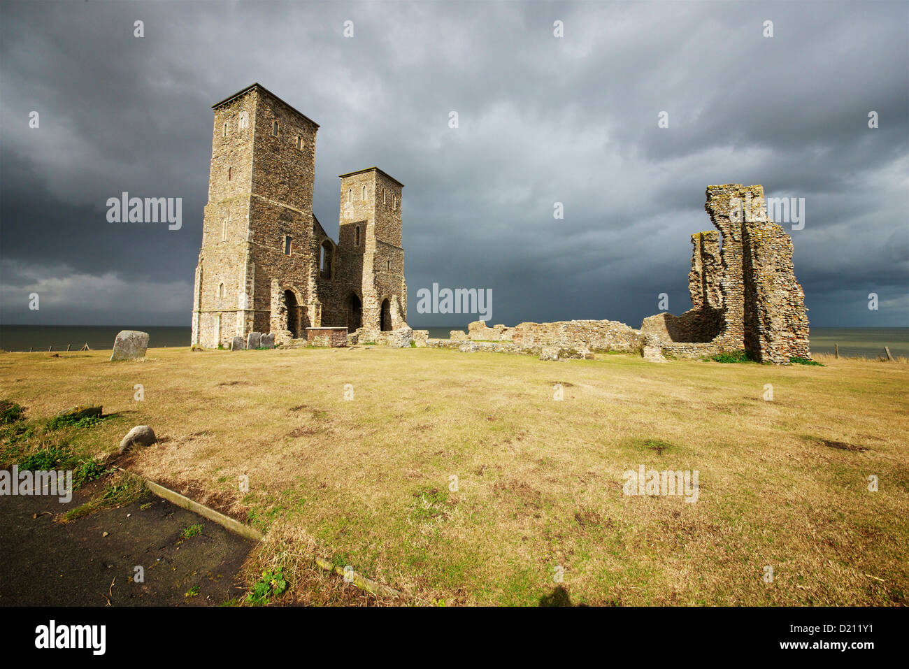 Reculver Towers Roman Fort Kent English Heritage UK Stock Photo - Alamy