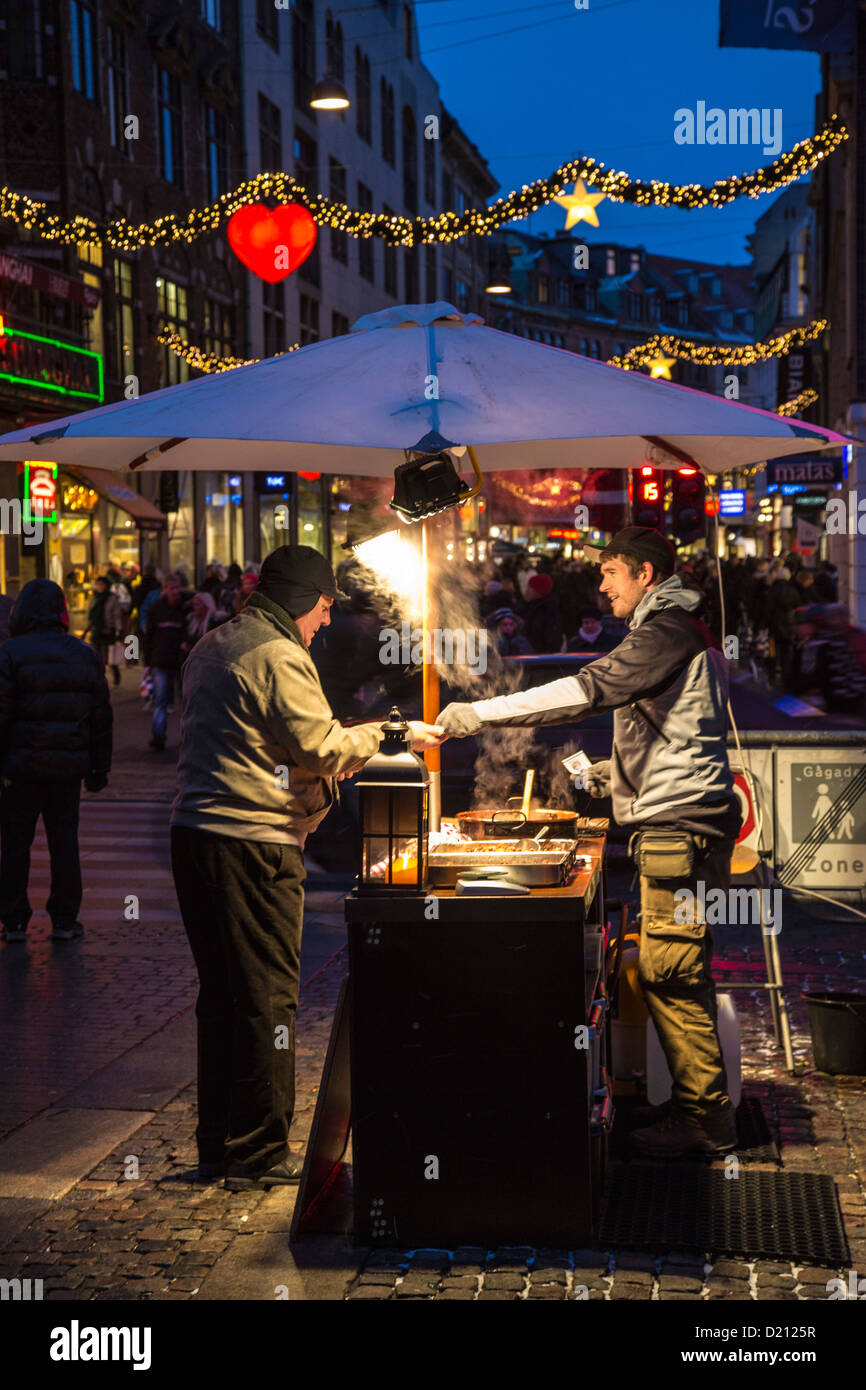 Roasted chestnuts, stand, city center of Copenhagen, Denmark, Europe ...