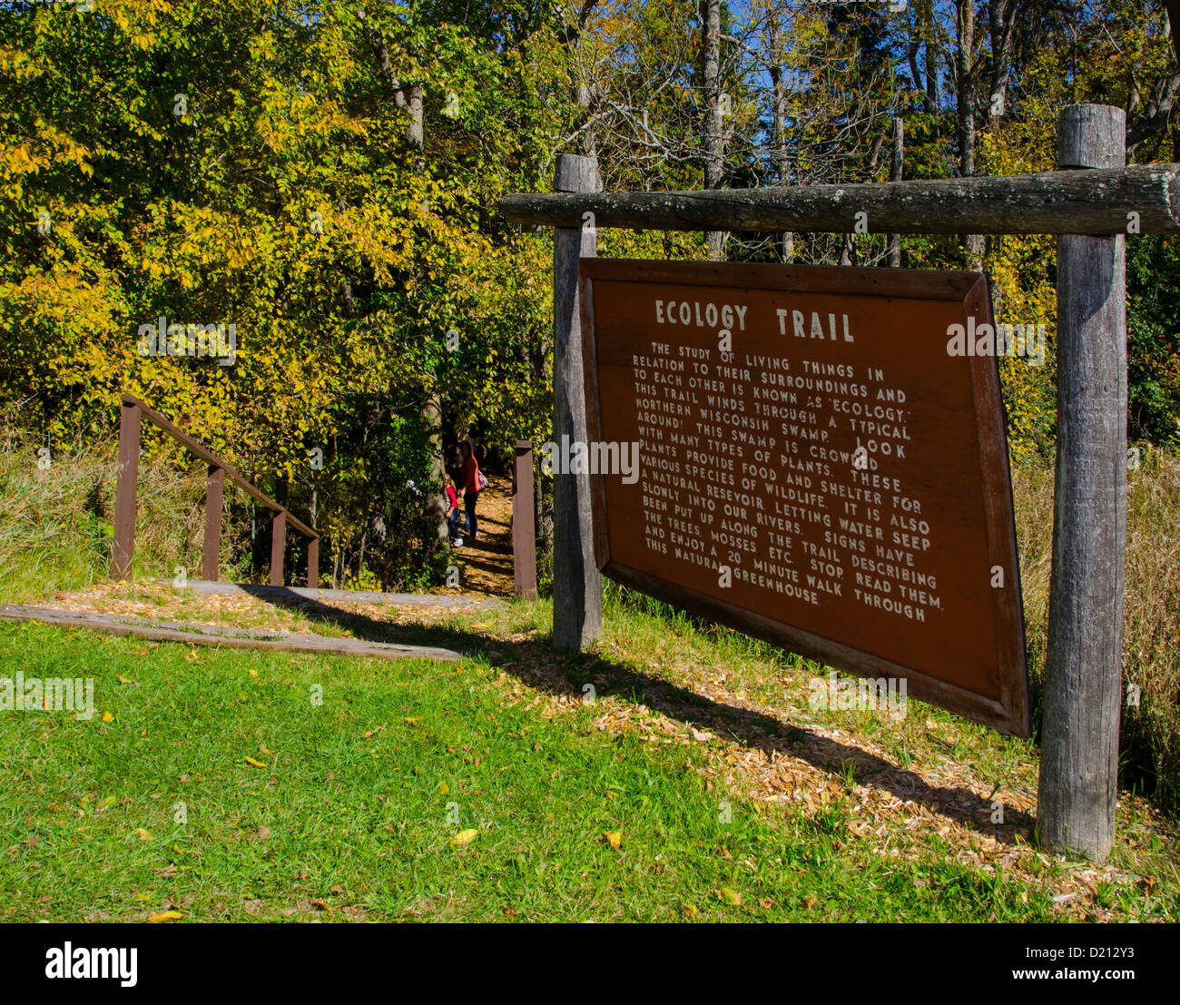 Sign for the Ecology Walk Trail at the Camp 5 Logging Camp in Laona ...