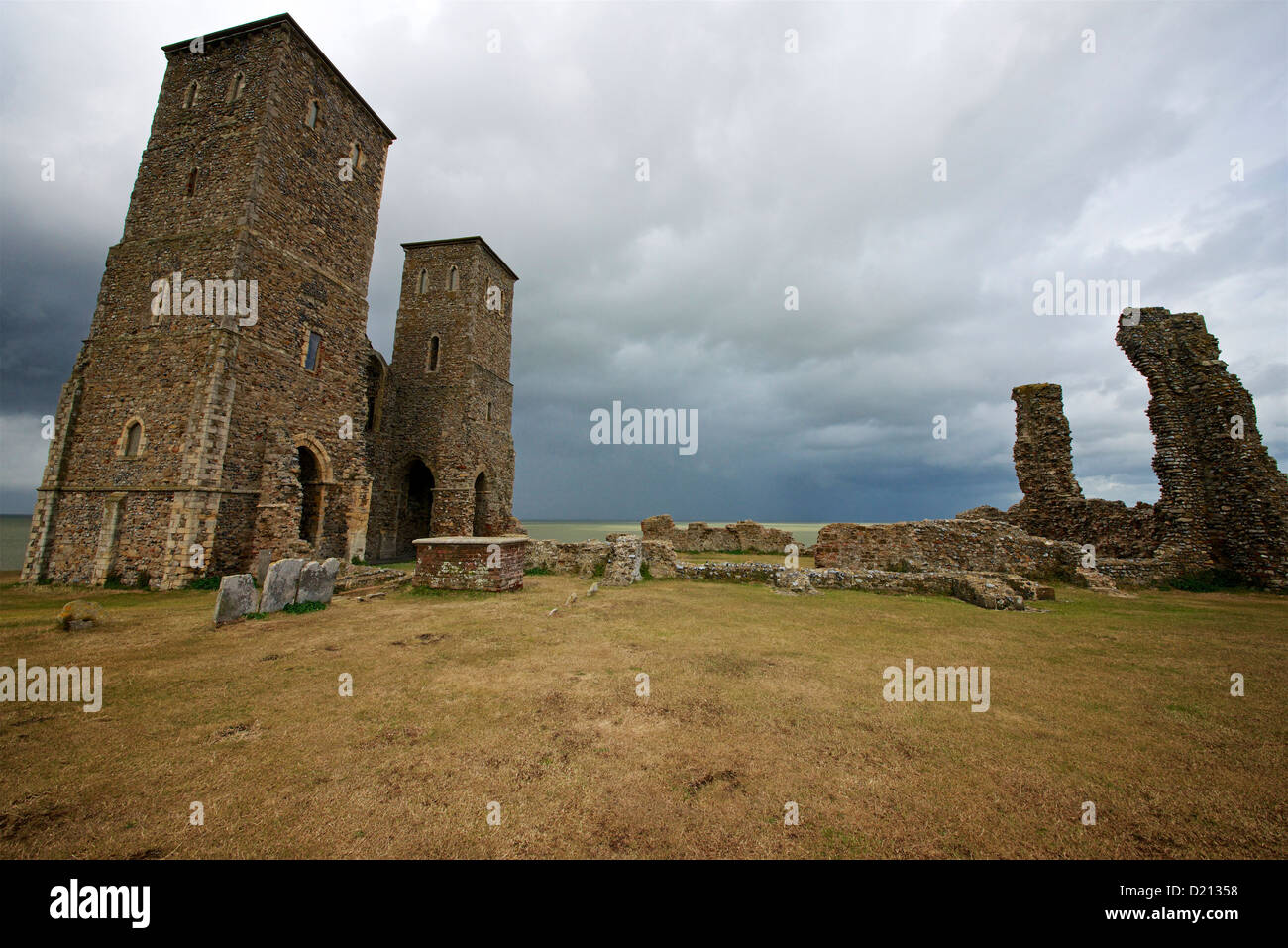 Reculver Towers Roman Fort Kent English Heritage UK Stock Photo - Alamy
